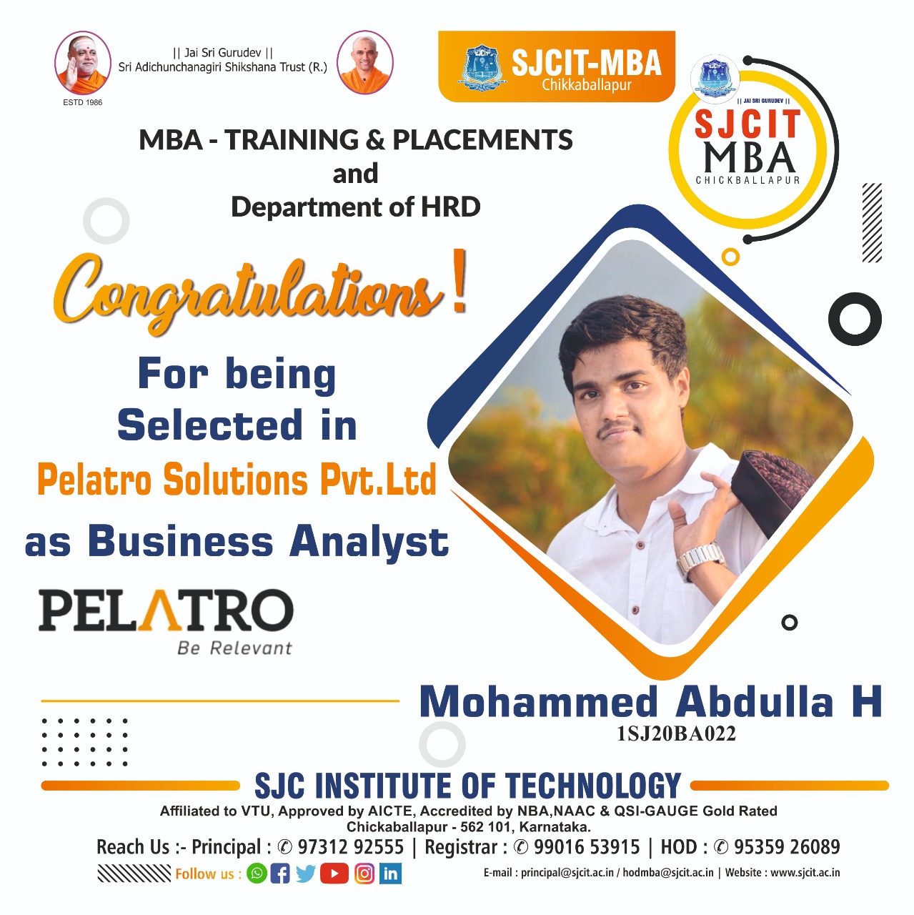 Placement Gallery - SJCIT MBA