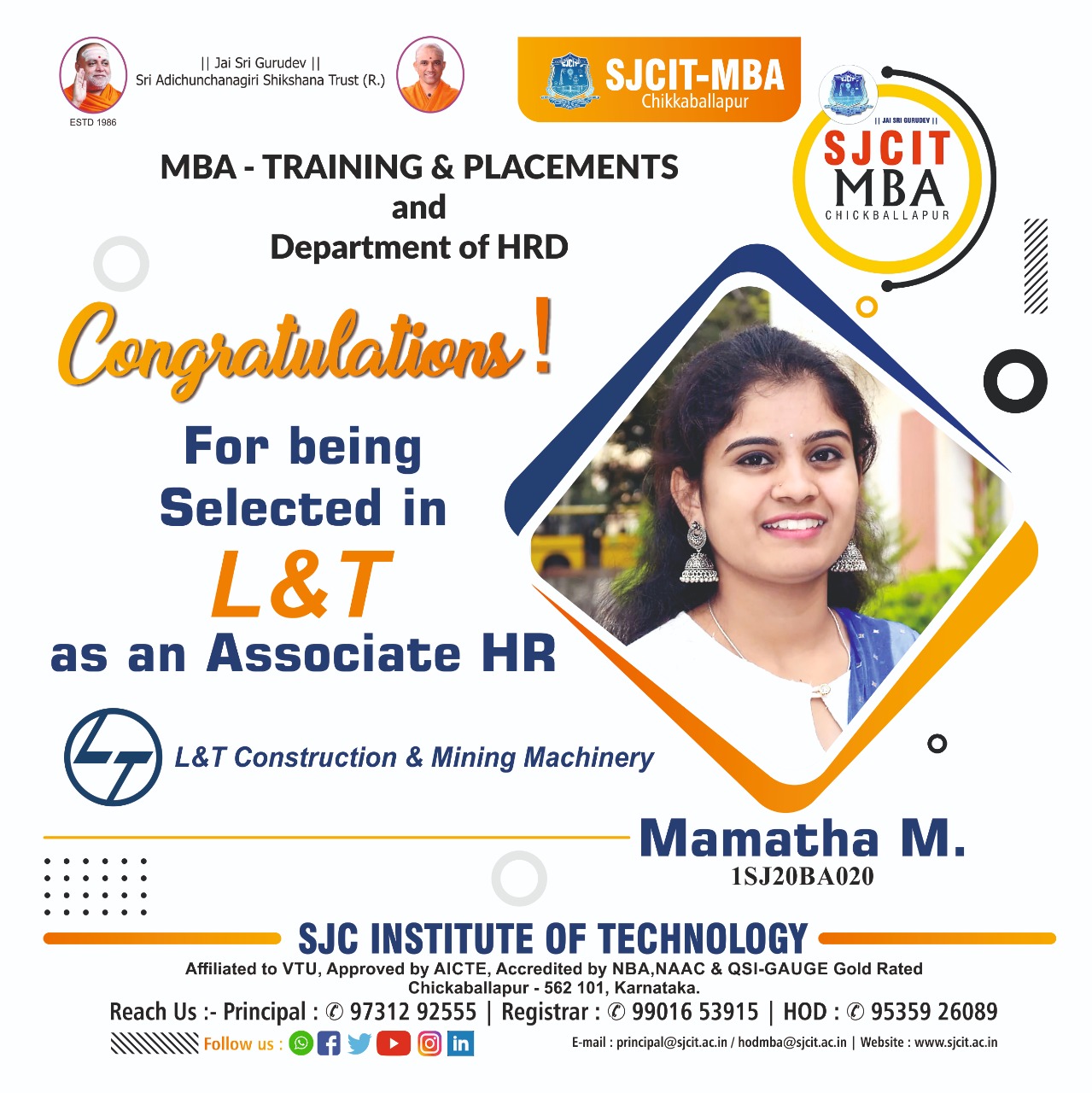 Placement Gallery - SJCIT MBA